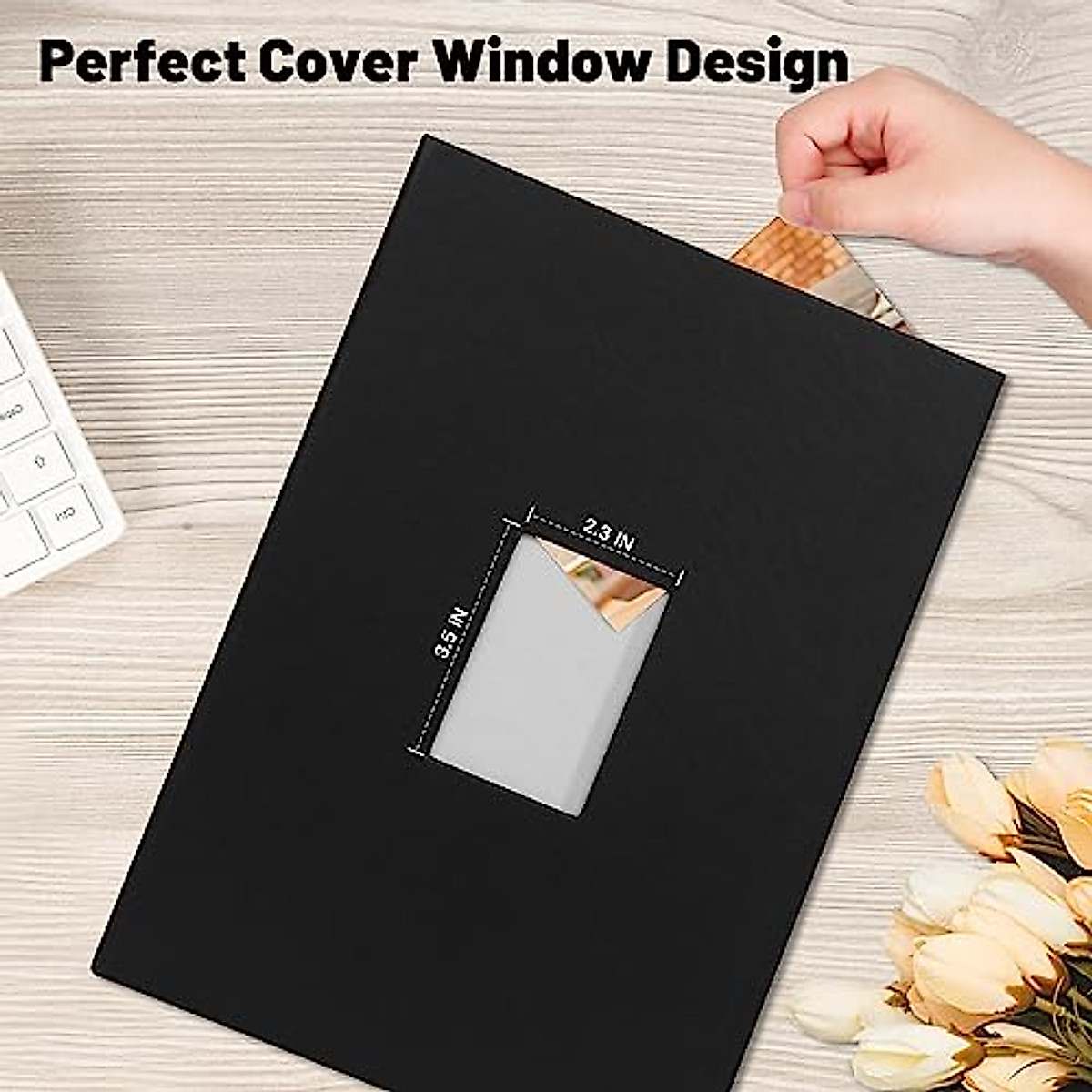 Photo Album 4x6 360 Photos with Memo, 4x6 Photo Album Leather Frame Cover, Acid Free Wedding Photo Album 4x6 with Writing Space for Wedding Kids Family Holiday Baby Engagement, Baby Photo Album, Black