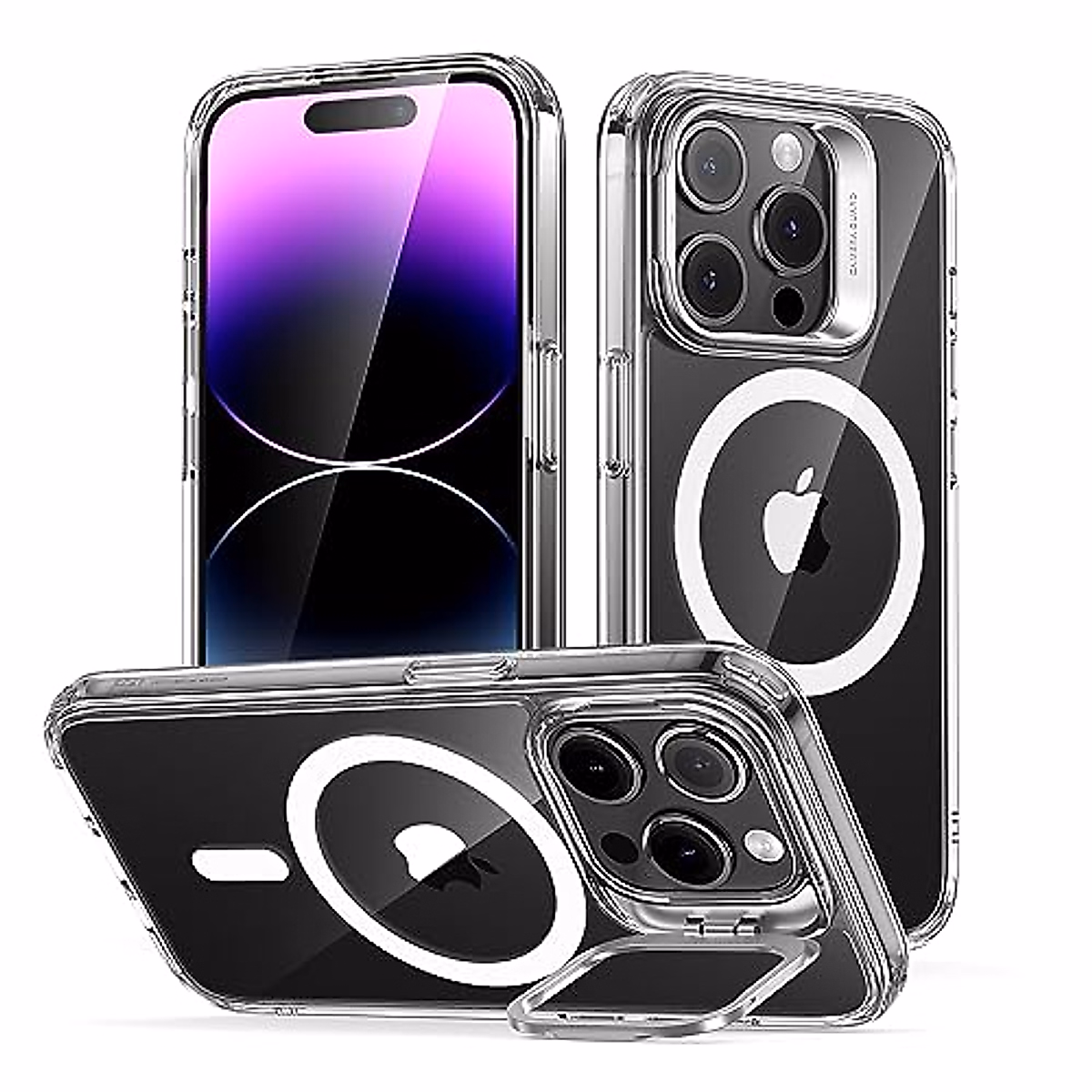 ESR for iPhone 14 Pro Case, Compatible with MagSafe, Built-in Camera Ring Stand, Military-Grade Protection, Magnetic Phone Case for iPhone 14 Pro, Classic Kickstand Case (HaloLock), Clear