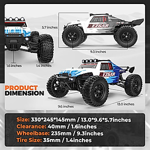 BEZGAR HM124 Brushless RC Car - 1:12 Scale 52+KM/H High Speed RC Truck, 4x4 Offroad Waterproof for All Terrains, Hobby Grade Remote Control Truck for Adults and Kids Boys with Rechargeable Battery
