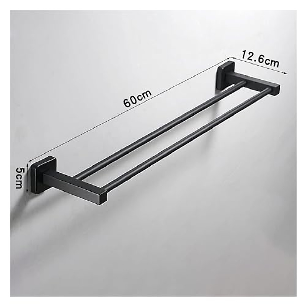 Towel Racks Wall Mounted Towel Rails,Bath Double Towel Storage Rack Towel Bar Space Aluminum Towel Rod for Bathroom or Kitchen, Bathroom Hardware/50Cm (Size : 60Cm)