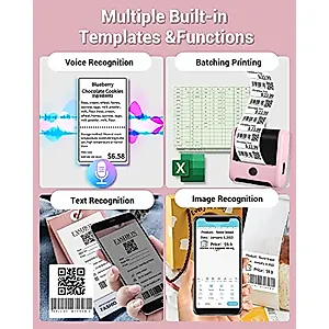 Phomemo Label Makers- M200 Label Printer Machine with 3 Paper,2023 Upgrade 3 Inch M110 Label Maker,WiFi Bluetooth Thermal Label Printer,Phone Support,for Android iOS System,for Shipping,Labeling- Pink