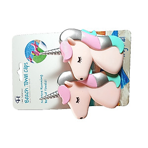 Pink Unicorn Style Beach Towel Clips Jumbo Size for Beach Chair, Cruise Beach Patio, Pool Accessories for Chairs, Household Clip, Baby Stroller. by C&H Solutions