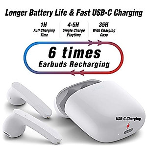 Senso PODS Wireless Earbuds with Touch Control - True Wireless Earbuds w/Mic USB-C Charging, Ear Buds Wireless Headphones with Bluetooth 5.0 Stereo Sound - Wireless Earphones w/35-40 Hrs Playtime