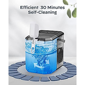 Silonn Ice Maker Countertop, Portable Ice Machine with Carry Handle, Self-Cleaning Ice Makers with Basket and Scoop, 9 Cubes in 6 Mins, 26 lbs per Day, Ideal for Home, Kitchen, Camping, RV