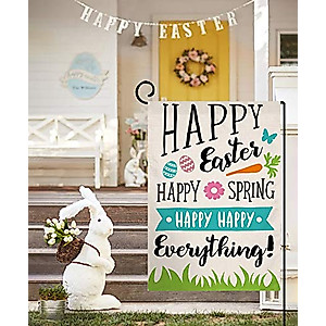 Happy Easter Garden Flag Vertical Double Sided 12.5 x 18 Inch Sping Burlap Yard Outdoor Decor