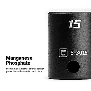 Capri Tools Shallow Impact Socket, 3/8-Inch Drive, 6-Point, Metric (24 mm)