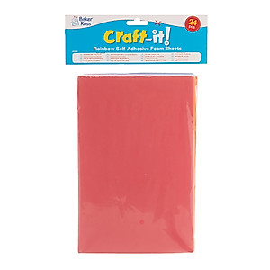 Baker Ross AX950 Rainbow Self-Adhesive Foam Sheets - Pack of 24, Colored Art Supplies for Kids Craft Making Activities