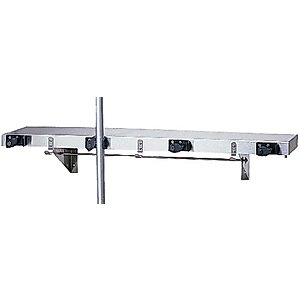 Bobrick 224x36 304 Stainless Steel Utility Shelf with Mop/Broom Holders and Rag Hooks, Holds 4 Mops, Satin Finish, 36" Length x 6" Height x 8" Depth