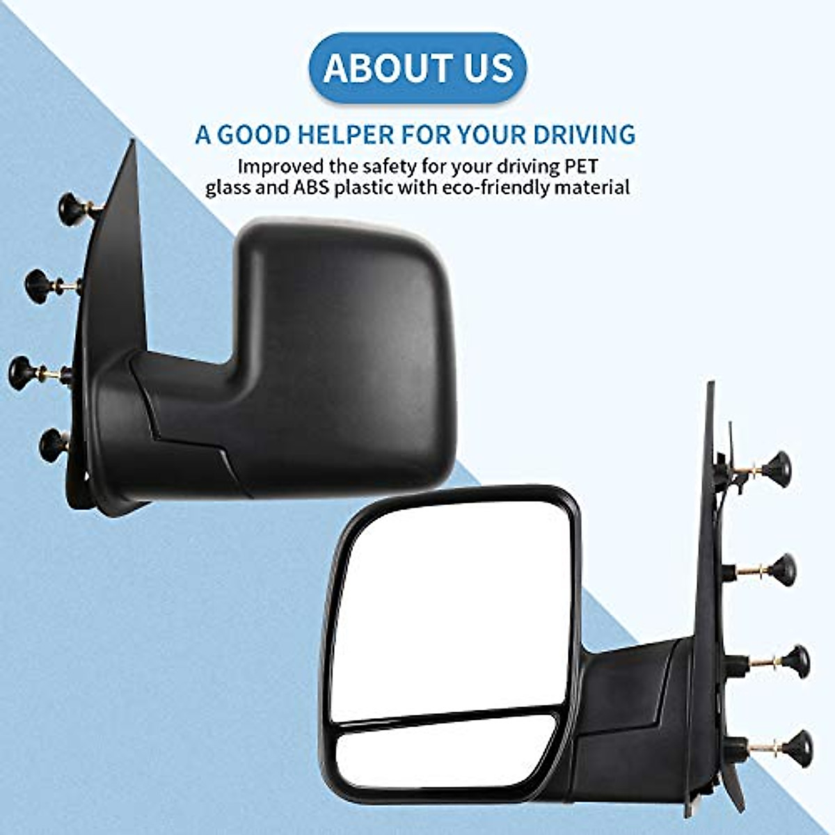 ECCPP Driver Side Mirrors, Left Rear View Mirrors fit 2003-2013 For Ford E-150 E-250 2004-2013 For Ford E-350 E-450 Super Duty E-450 Econoline Black Manual Folding