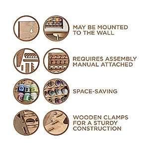 Plydolex Citadel Paint Rack Organizer with 60 Holes for Miniature Paint Set - Wall-mounted Wooden Craft Paint Storage Rack - Craft Paint Holder Rack 16x5.2x12.6 inch