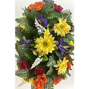 Cemetery Headstone Saddle -Purple Orange Yellow Mix Grave Decoration