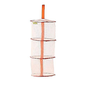 GSHLLO Foldable 3 Compartments Hanging Mesh Storage Bags Mesh Organizer Basket Drying Net Bag with Zipper for Bathroom Wardrobe