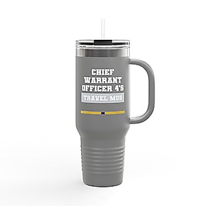 Chief Warrant Officer 4's Travel Mug: Insulated Stainless Steel Tumbler with Handle and Straw, Military Gift (40oz)
