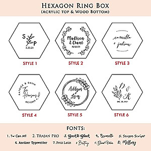 Custom Ring Box for Wedding Ceremony Personalized Hexagon Ring Box Wooden Wedding Ring Bearer Box Proposal Ring Case for Marriage Proposal Engagement