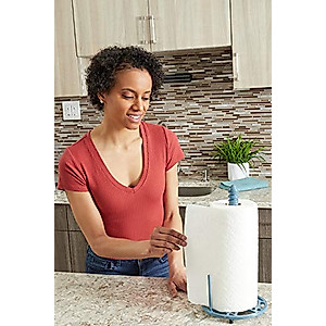 Home Basics Iris Freestanding Cast Iron Paper Towel Holder with Tear Bar, Slate (1)