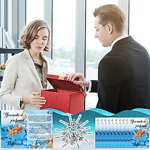 90 Pcs Starfish Story Gifts Mini Keepsake Appreciation Notecards Set Starfish Story Wallet Sized Cards Employee Gifts Drawstring Bags and Starfish Charms for Teacher Women Men (Elegant Style)