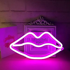 Neon Lips Light Signs, Led Lips Night Lights Decor Lights for Kid's Gift, Wall, Birthday Party, Christmas, Wedding Decoration(pink)