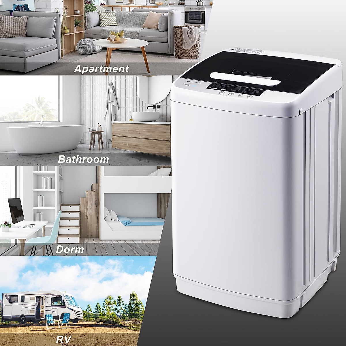 Outspurge Full Automatic Washer Machine,Portable Washing Machine for Household Use,1.04 Cu.Ft.Laundry Washer Spin with 10 Wash Programs& LED Display& Built-in Drain Pump,Ideal for RV,Camping,Apartment