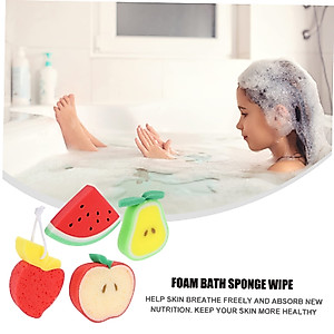 4pcs Bath Bath Rinser Sponge Bath Sponge Shower Puff Bath Sponge Fruit Bath Shower Sponge Cartoon Bath Sponge Scrubber Sponge Pu Sponge Material Spa