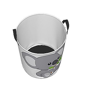 Green Leaf Koala Laundry Basket Protable Circular Laundry Hamper Storage Bin Organizer With Handles For Bathroom,Bedroom Clothes