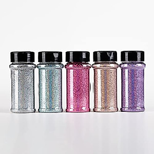 Extra Fine Holographic Glitter,5 Colors Glitter Set Pack,283g/10oz Craft Glitter Powder for Resin,Slime,Nail,Tumbler (5 New Holographic Colors)
