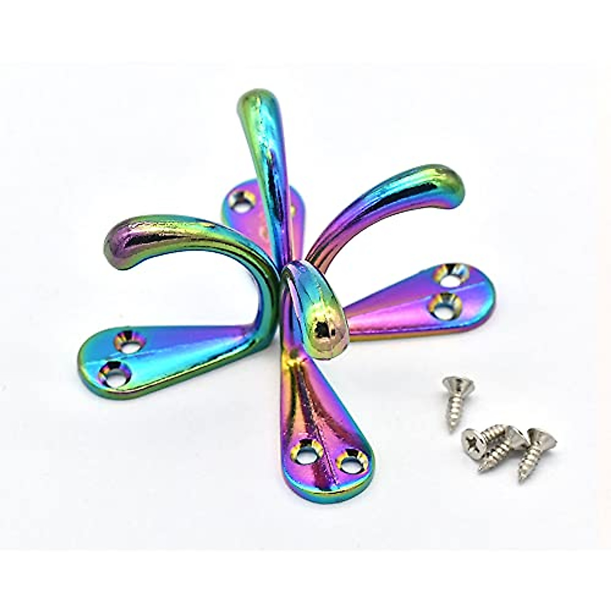 noyin Metal Rainbow Wall Hook with Screws Decorative Hooks Coat Hangers Rack Bag Hooks Bath Towel Hooks Scarf Hooks Hat Hooks for Hanging Objects 2pcs