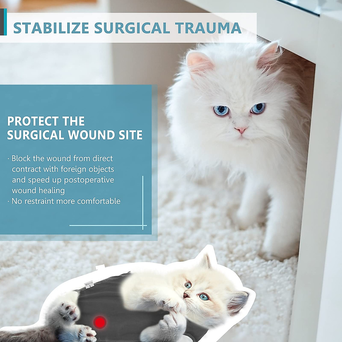 SUNFURA Cat Recovery Suit, Cat Onesie for Cats After Surgery, Breathable Cat Surgical Spay Suit for Abdominal Wounds Skin Diseases, E-Collar Alternative Cat Surgery Shirt Anti Licking, Grey L