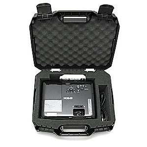 CASEMATIX Hard Shell Projector Travel Case Compatible with Epson VS250 SVGA, VS350 XGA, VS355 WXGA Projectors with HDMI Cable and Remote in Custom Foam Compartments, Case Only