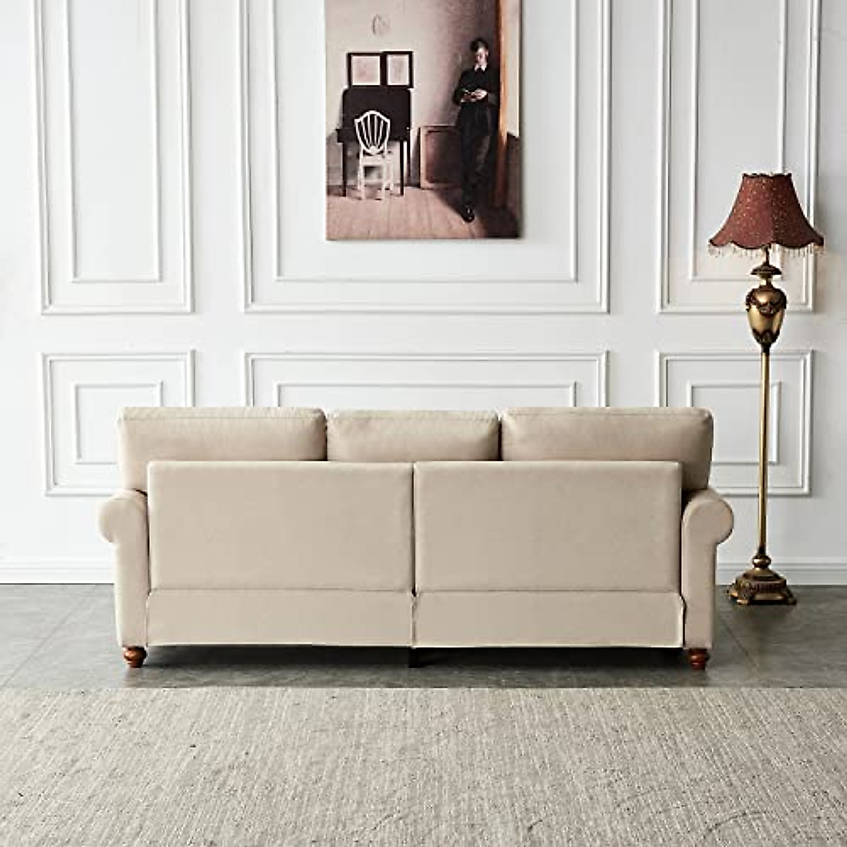 LUMISOL 82" Modern 3-Seater Sofa with Rolled Arms, Tufted Upholstered Couch with Wood Legs and Nailhead Trim for Living Room, Apartment