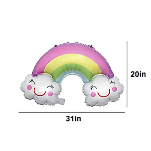 6 Pack Big Size Rainbow and White Cloud Balloons for Birthday Party Baby Shower Bridal Shower Bachelorette Party Decoration