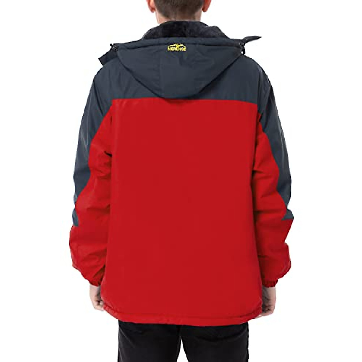 Men's Mountain Waterproof Ski Jacket Windproof Rain Jacket Winter Warm Snow Coat II with Removable Hood U120WCFY028,Red,L