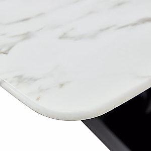 LUSPAZ 63" Marble Dining Table for 4-6, Modern Kitchen Dining Room Table with Faux Marble Tabletop and U-Shaped MDF Base, Dinner Table Kitchen Table