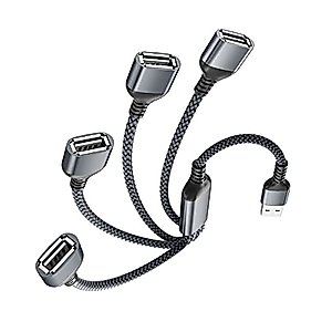 Elebase USB Splitter Y Cable 1FT,1 Male to 4 Female USB-A Expander Hub,Multi USB Port Extender,Extra Multiport Data Charger Split Adapter for Mac Macbook,Car,Xbox One Series X/S,Flash Drive,HDD,Laptop
