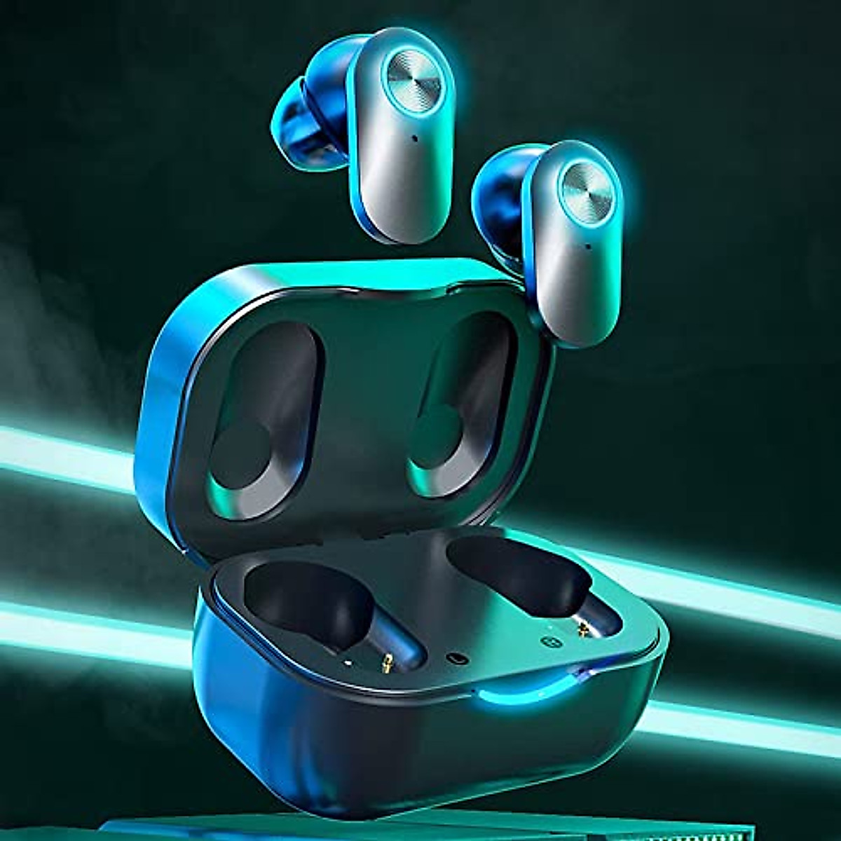 LILAJO Wireless Headphones in-Ear - Stereo Sound Sports Earplugs with Mirror Design LED Smart Display - Noise Reduction Bluetooth Headset - Touch-Control Immersive Premium Sound Earbuds