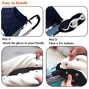 Stroller Hand Muff, Winter Extra Thick Pushchair Gloves Keep Warm for Parents and Caregivers in Cold Weather Anti-Freeze Windproof Snow-Proof (Black)