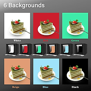 【Upgraded LED】 RAUBAY Photo Studio Light Box,20"x20" Portable Lightbox Shooting Tent for Product Photography, with Dimmable LED Lights and 6 PVC Backdrops