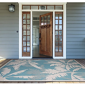 Couristan Monaco Coastal Floral Rug, 5'3" x 7'6", Ivory/Turquoise