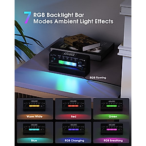 Mesqool Dynamic RGB Clock with Large Display Big Bold Numbers,Super Loud Alarm Clock for Bedroom,Heavy Sleepers,USB Charger,Snooze,Ambient Light,Dimmer,Small Bedside Desk Shelf Digital Clock for Teens