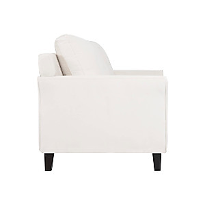 Naomi Home Button Tufted Sofa with Rolled Arms, Tufted Cushions / 3 Seater Sofa Couch for Small Spaces, Living Room, Bedroom, Apartment, Easy Tool-Free Assembly, Microfiber, Cream (P-03778)