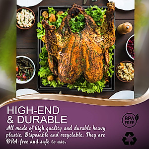 Disposable Plastic Serving Tray 24 Pcs, Heavyweight 12”x12” Square Black Appetizer Serving Platters, Party Set For Wedding, Birthday & All Occasions