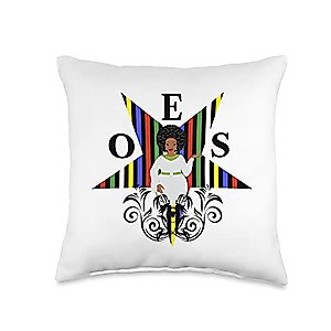 OES Order Of The Eastern Star Gifts Order of The Eastern Star OES Sisters of Color Fatal Sistar Throw Pillow, 16x16, Multicolor