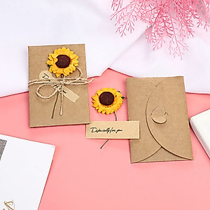 Yayatty Pack of 30 PCS Greeting Card Invitation Cards, 6 Style Kraft Paper Card Birthday Card Thank You Card with Dried Flowers for Christmas Birthday, 4.1 x 2.8 Inch