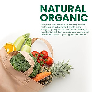 Medina Garrett Juice Plus -Liquid Plant Food & Fertilizer for Houseplants, Lawn, & Garden | Foliar Solution & Growth Enhancer, Ideal for Potted & Patio Plants | Nitrogen-Rich Liquid Fertilizer - 1 Gal