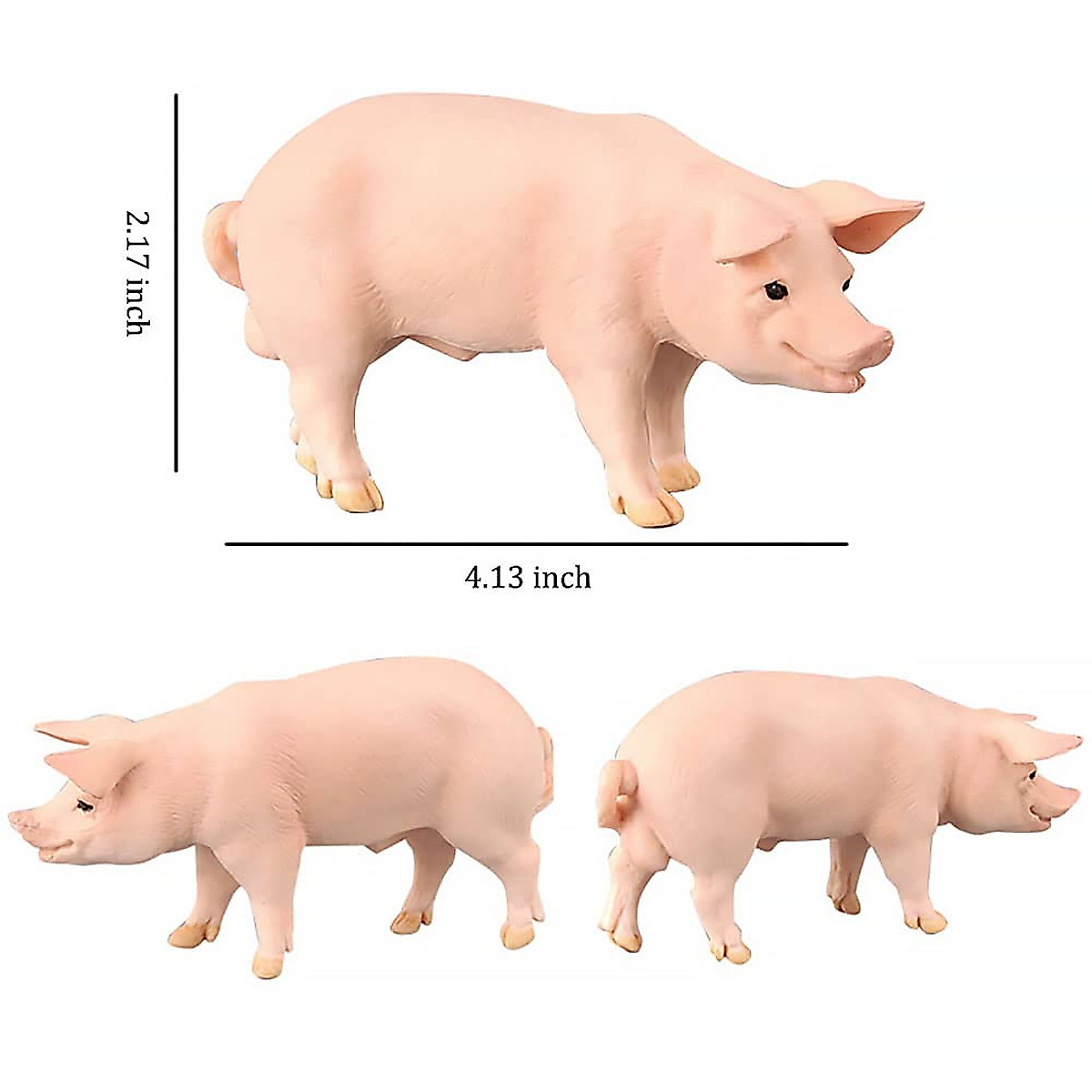 BLAPNK 4 Pcs Realistic Farm Pig Animals Model Figure Toy Set, Barn Farm Pig Family Figurines Collection Playset Preschool Science Educational Learn Cognitive Props