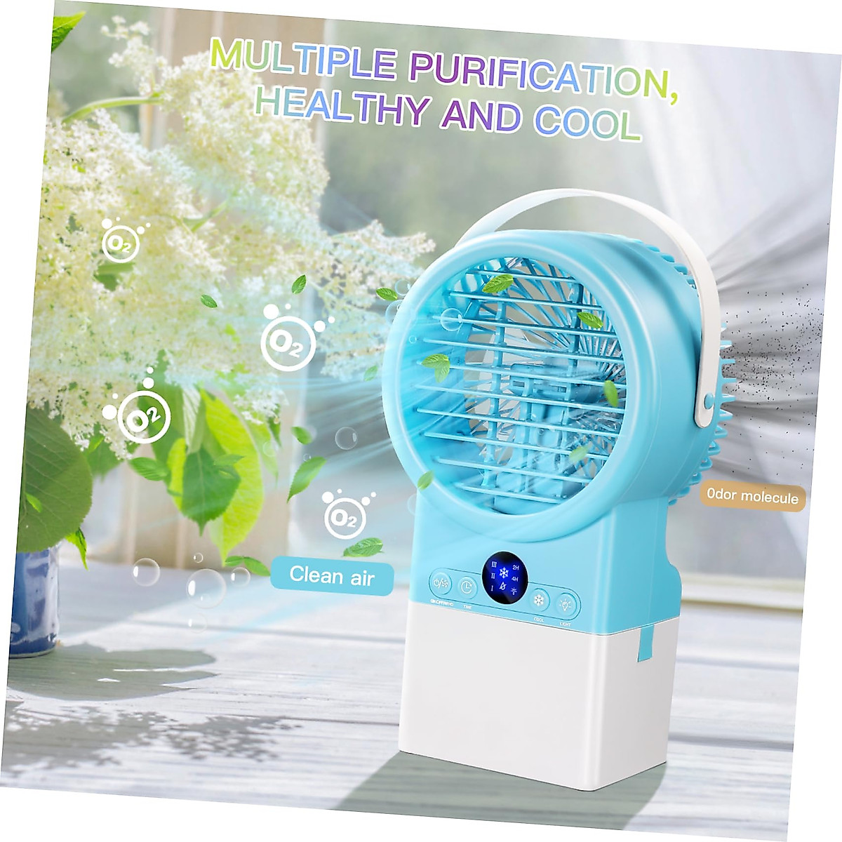 IMIKEYA Portable Air Conditioner, Personal Mini Air Conditioner with Timing, Evaporative Air Cooler, 7 Colors Light, 3 Speeds Quiet Portable AC, Desk Air Conditioner Fan for Personal Home Office