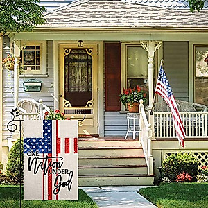 CROWNED BEAUTY 4th of July Patriotic Garden Flag 12×18 Inch Double Sided One Nation under God Welcome Outside Yard American Independence Memorial Day Veteran Soldier Decor