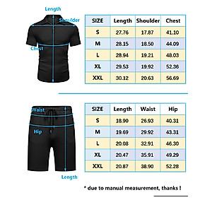 URRU Men's Polo Shirt and Shorts Set Summer Outfits Fashion Casual Short Sleeve Polo Suit for Men 2 Piece Short Set Black XL
