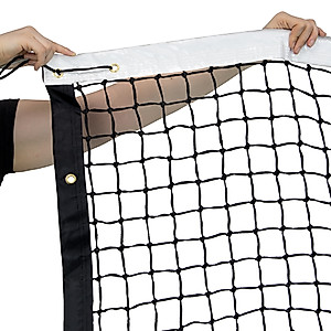 Standard Tennis Net with Winch Cable - 42" Plastic-Coated & Vinyl Netting - Full Size Replacement Sports Equipment for Indoor and Outdoor Tennis Courts - Carrying Bag Included