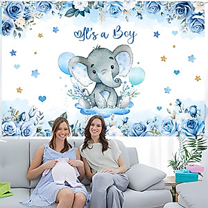 Boy Elephant Baby Shower Decorations Boxes - Baby Blue Balloon Garland Kit,Baby Shower Boxes,It's a Boy Backdrop Tablecloth for Elephant Theme Party Supplies,Baby Shower Wedding Birthday Party