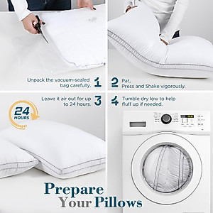 viewstar Pillows Queen Size Set of 2, Down Alternative Bed Pillows, Back Side Sleeper Pillow for Neck and Shoulder Support, Soft Fluffy Hotel Pillows with Gusset Design, Machine Washable, 20" x 30"